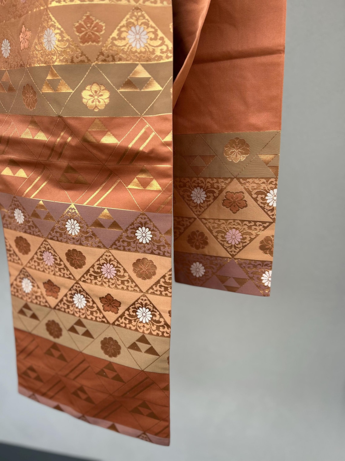 Elegant Japanese Nagoya Obi With Auspicious Patterns | Silk Kimono Sash ...
