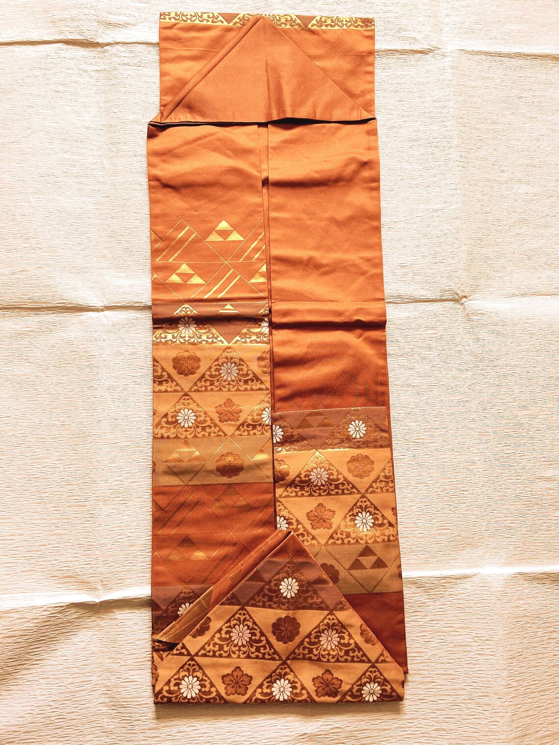 Elegant Japanese Nagoya Obi With Auspicious Patterns | Silk Kimono Sash ...