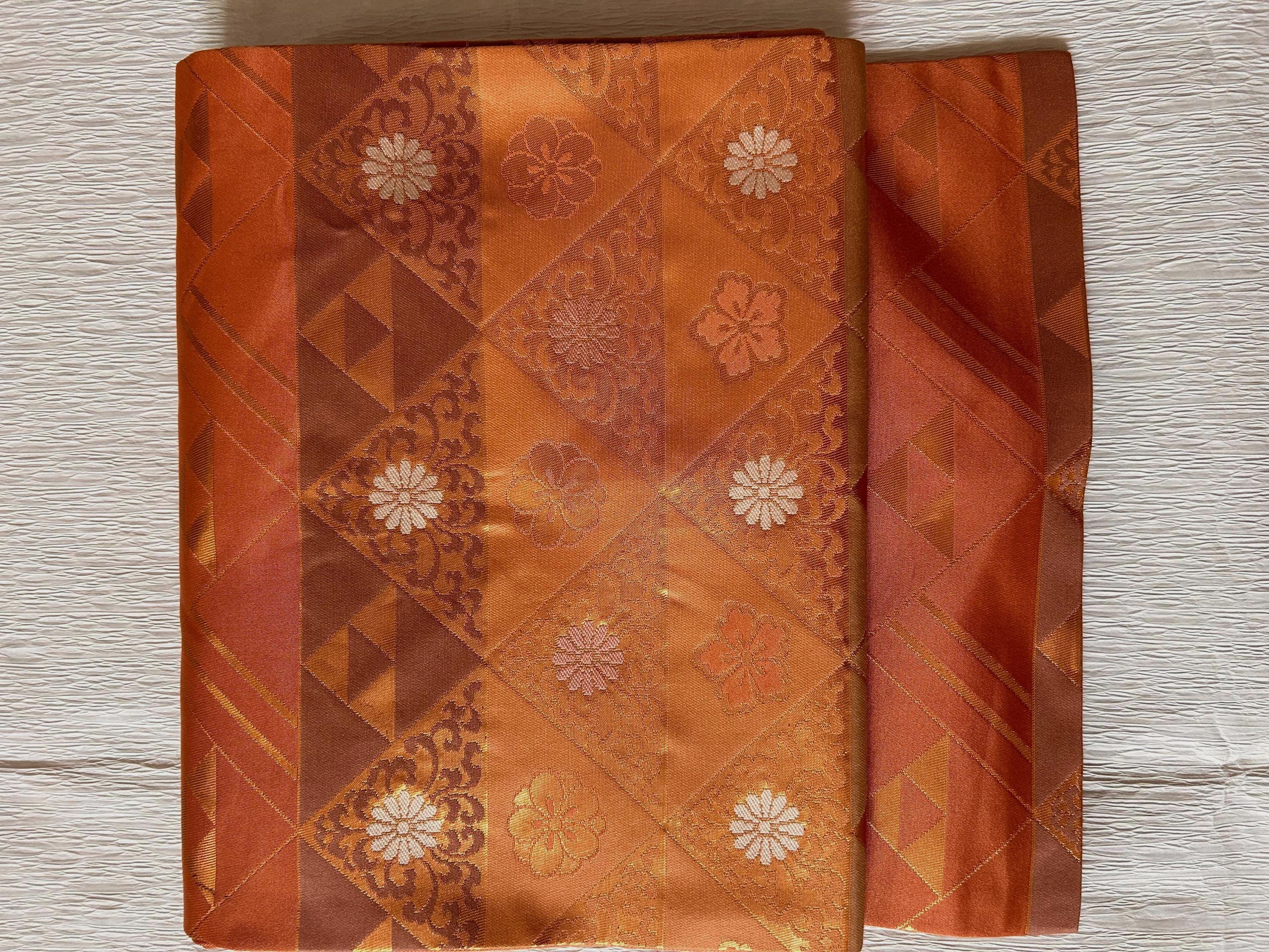 Elegant Japanese Nagoya Obi With Auspicious Patterns | Silk Kimono Sash ...