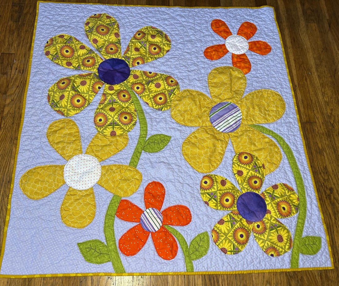 Yellow and Purple Flower Power Quilt - Etsy