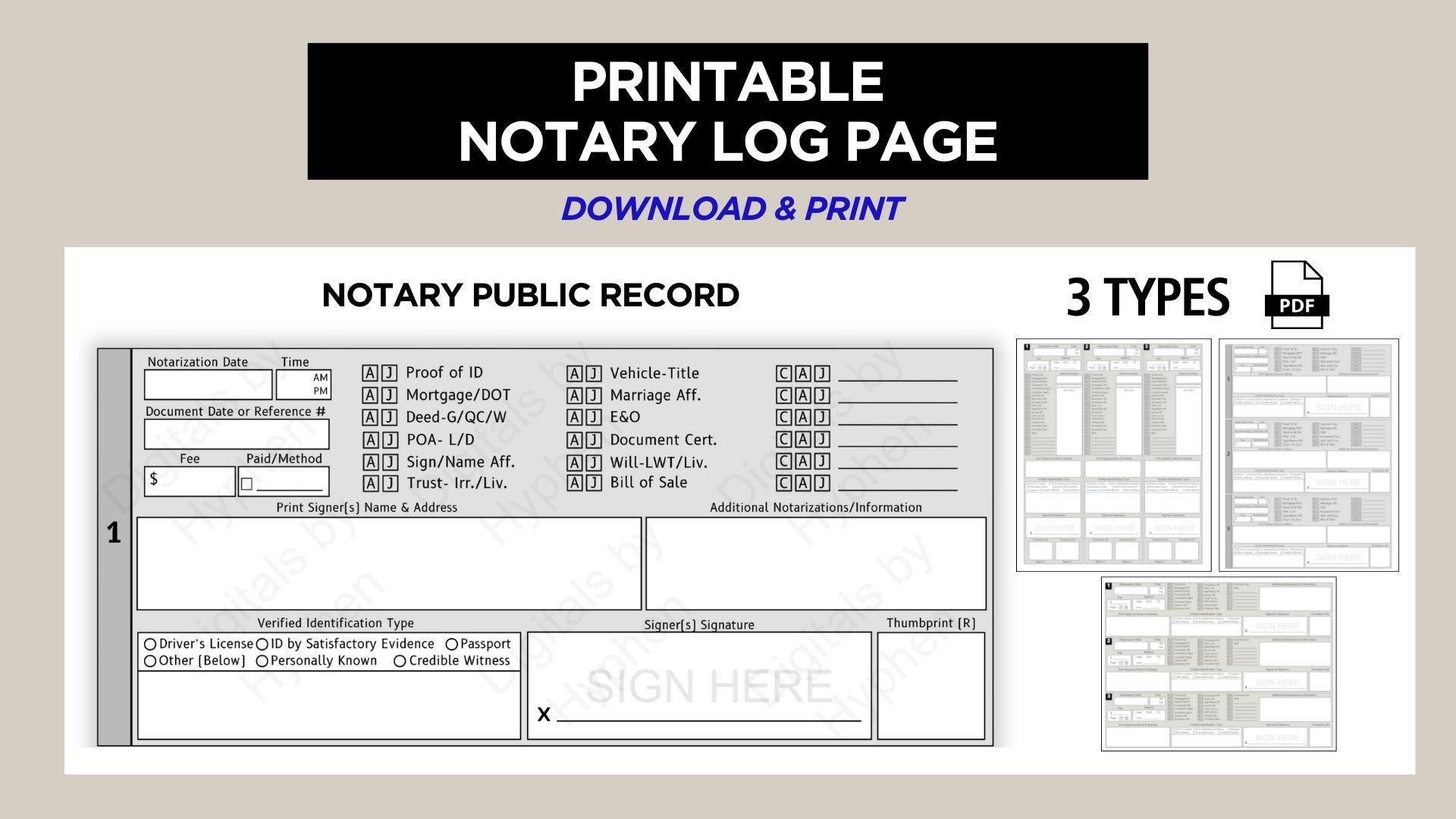 Notary Bundle: 19 Certificates & Log Book (printable PDF) - Etsy