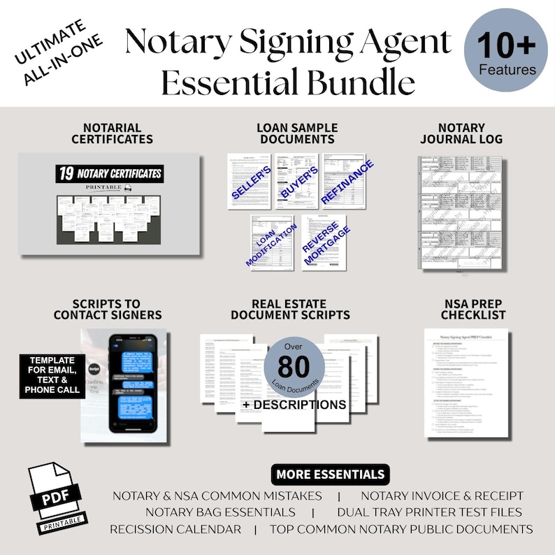 Loan Signing Agent Bundle: Notary Forms, Certificates, Scripts (digital ...