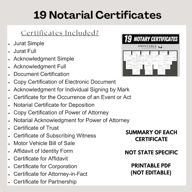 Loan Signing Agent Bundle: Notary Forms, Certificates, Scripts (digital ...