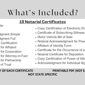 19 Notarial Certificates Bundle: Printable Notary Forms (PDF) - Etsy