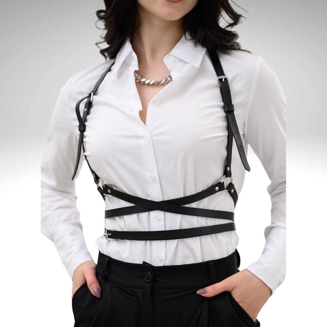 Woman Harness Belt, Women Harness Leather, Goth Harness, Adjustable ...