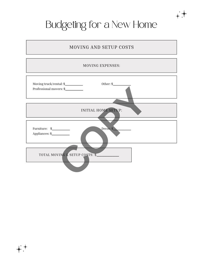 Budgeting for a New Home Worksheet - Etsy