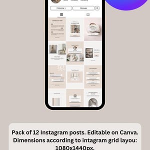 Pack of 12 Instagram 2025 GRID LAYOUT DIMENSIONS Posts Editable on ...