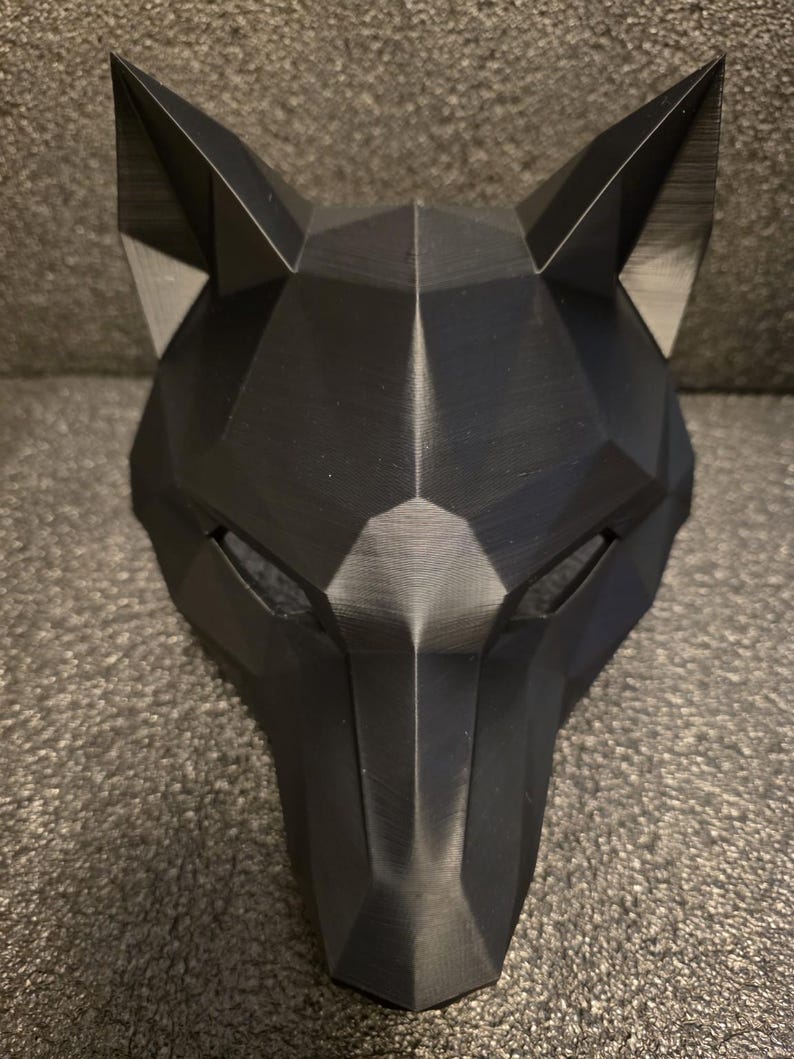 Low Poly Wolf Mask – Geometric 3D Printed Wall Decor, Cosplay Accessory ...
