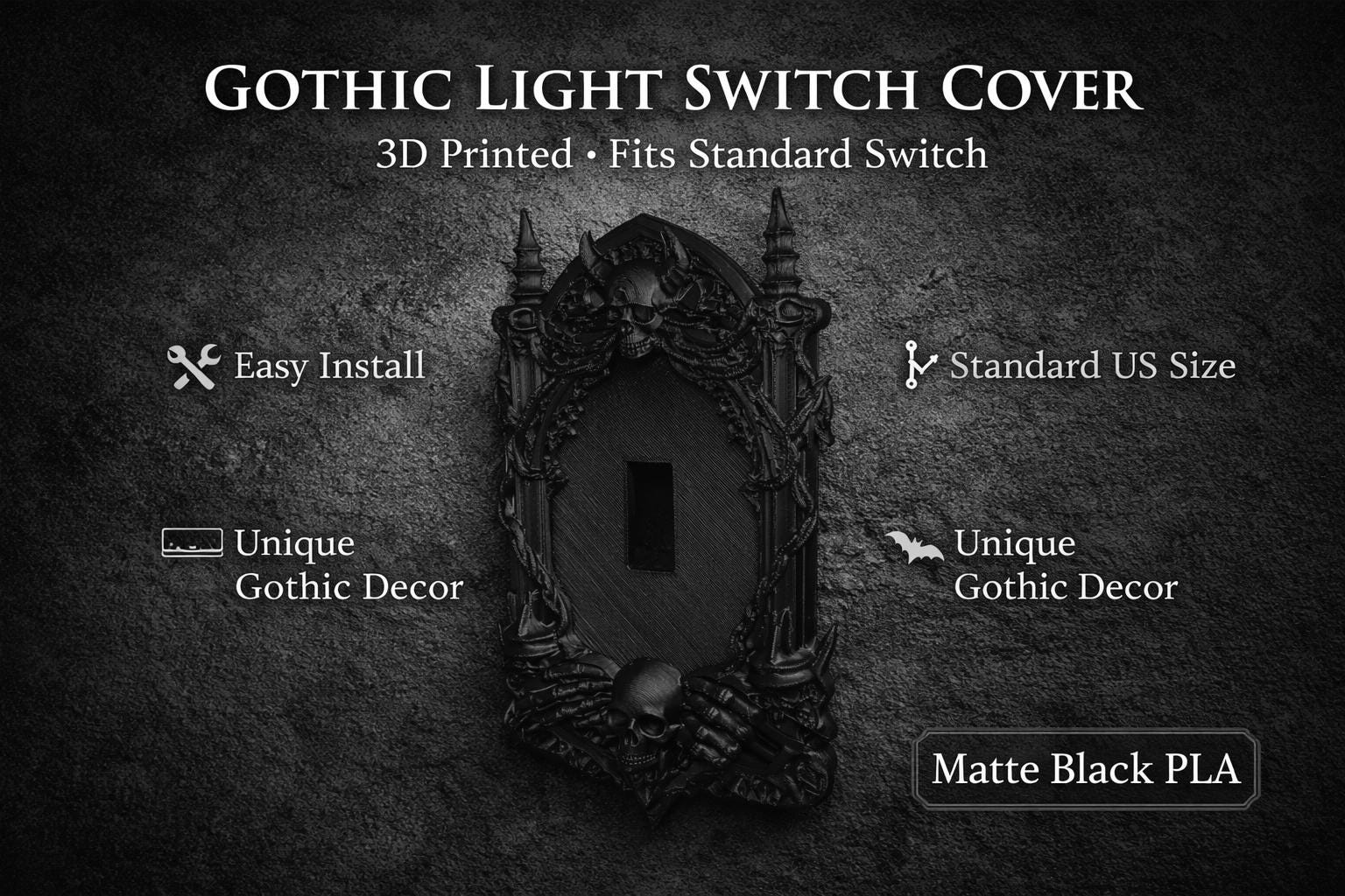 Set of 2 Gothic Skull Light Switch Covers, Dark Academia Wall Plate - Etsy