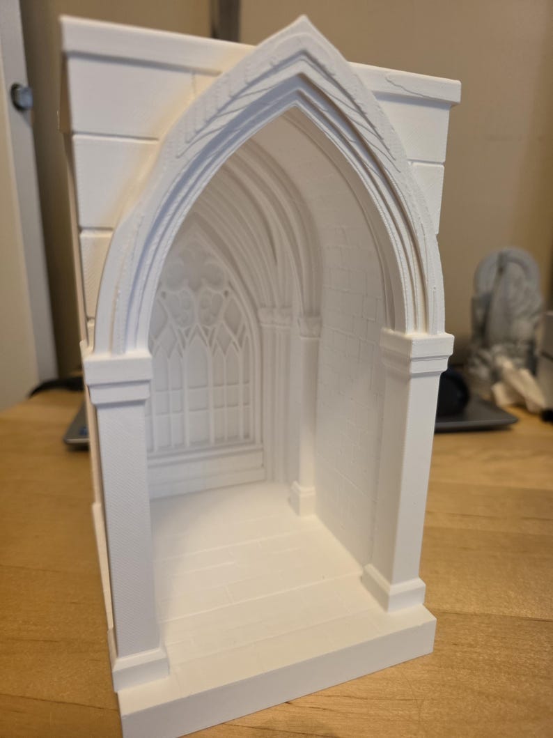 White Gothic Cathedral Book Nook, Dark Academia Shelf Decor, 3D Printed ...