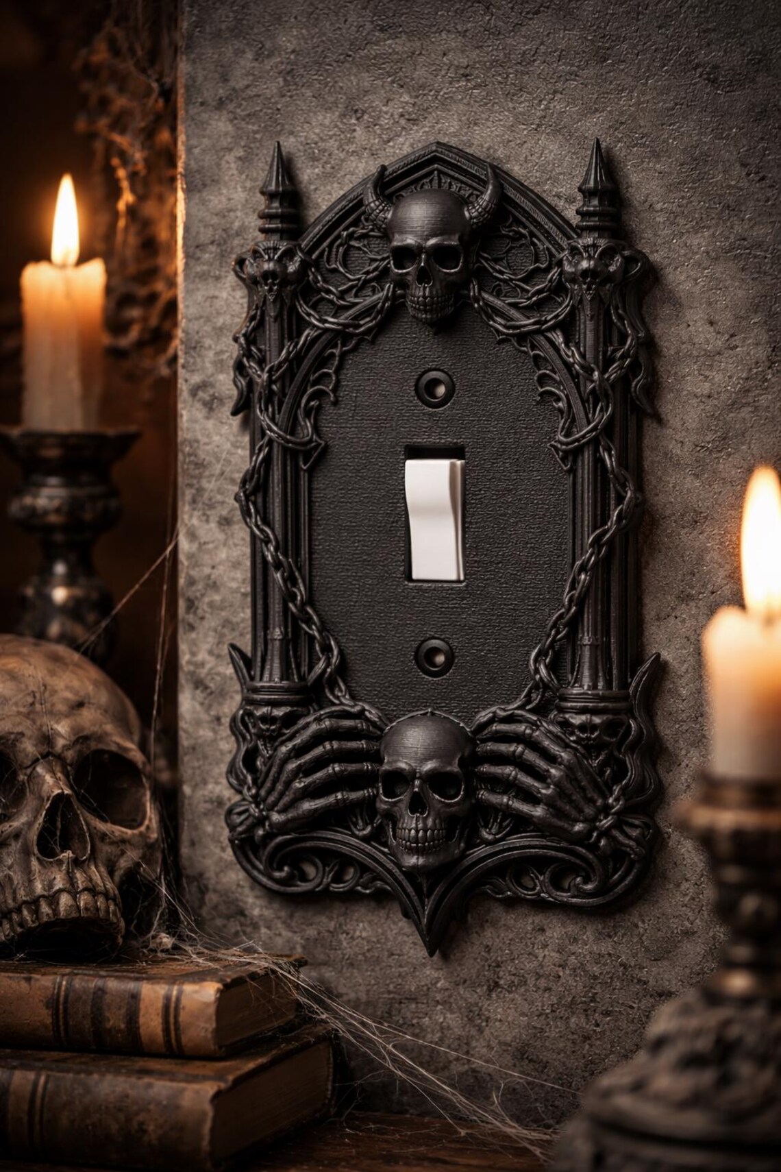 Set of 2 Gothic Skull Light Switch Covers, Dark Academia Wall Plate - Etsy