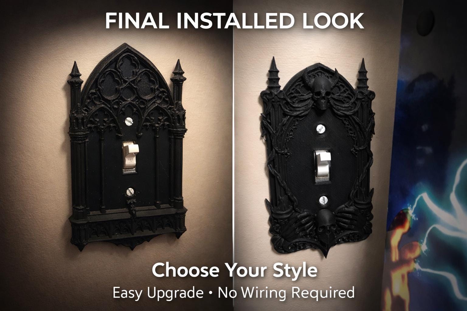 Set of 2 Gothic Skull Light Switch Covers, Dark Academia Wall Plate - Etsy