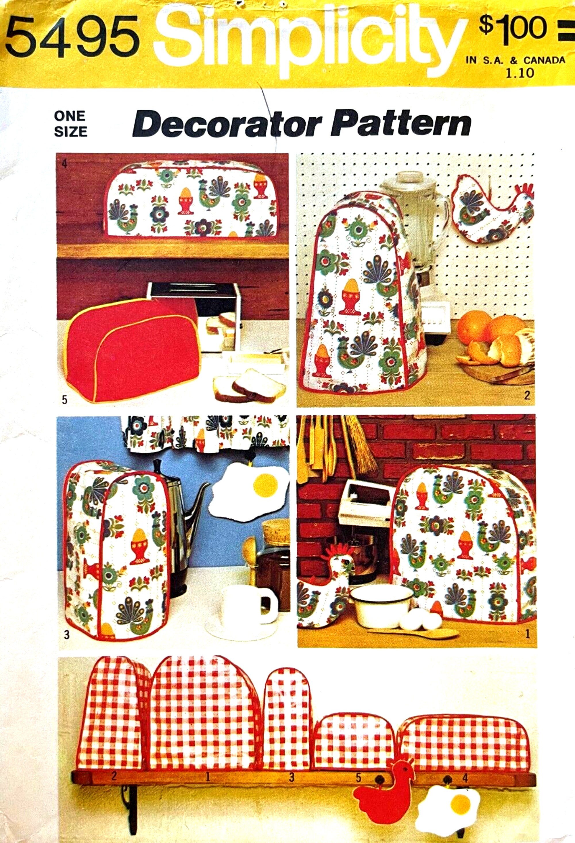 Simplicity 5495 VINTAGE 1970s Kitchen Sewing Pattern Appliance Covers ...