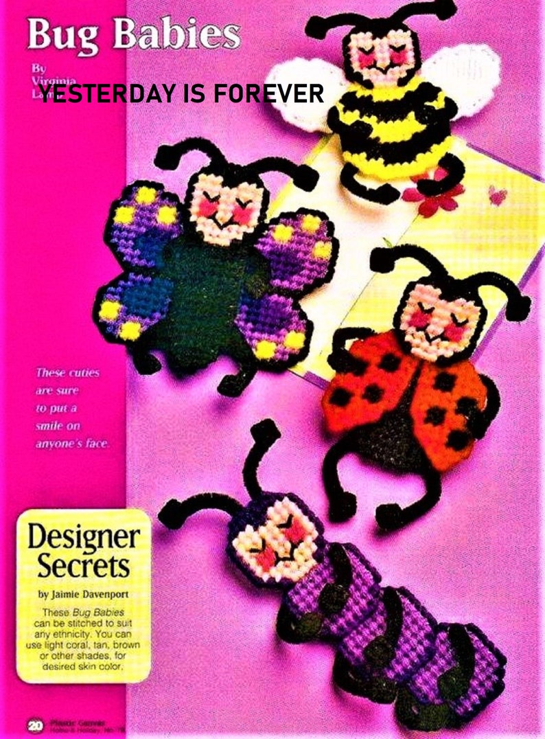 Plastic Canvas Pattern Cute BUG BABIES MAGNETS Ornaments Ladybug ...