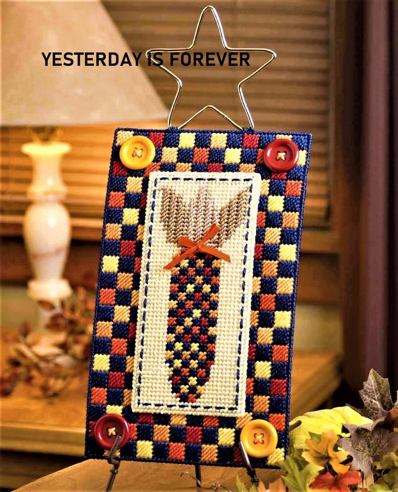Plastic Canvas Pattern Farmhouse Country Kitchen INDIAN CORN Portrait ...