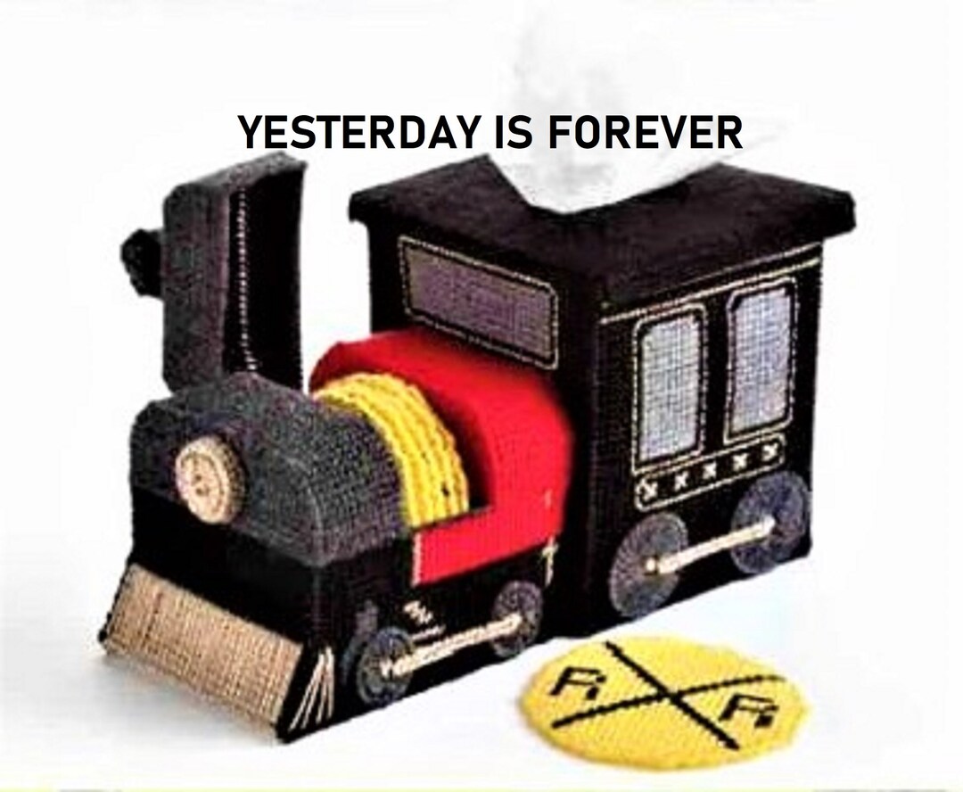 Plastic Canvas Pattern 3D TRAIN LOOMOTIVE Tissue Box Cover Plus Coaster ...