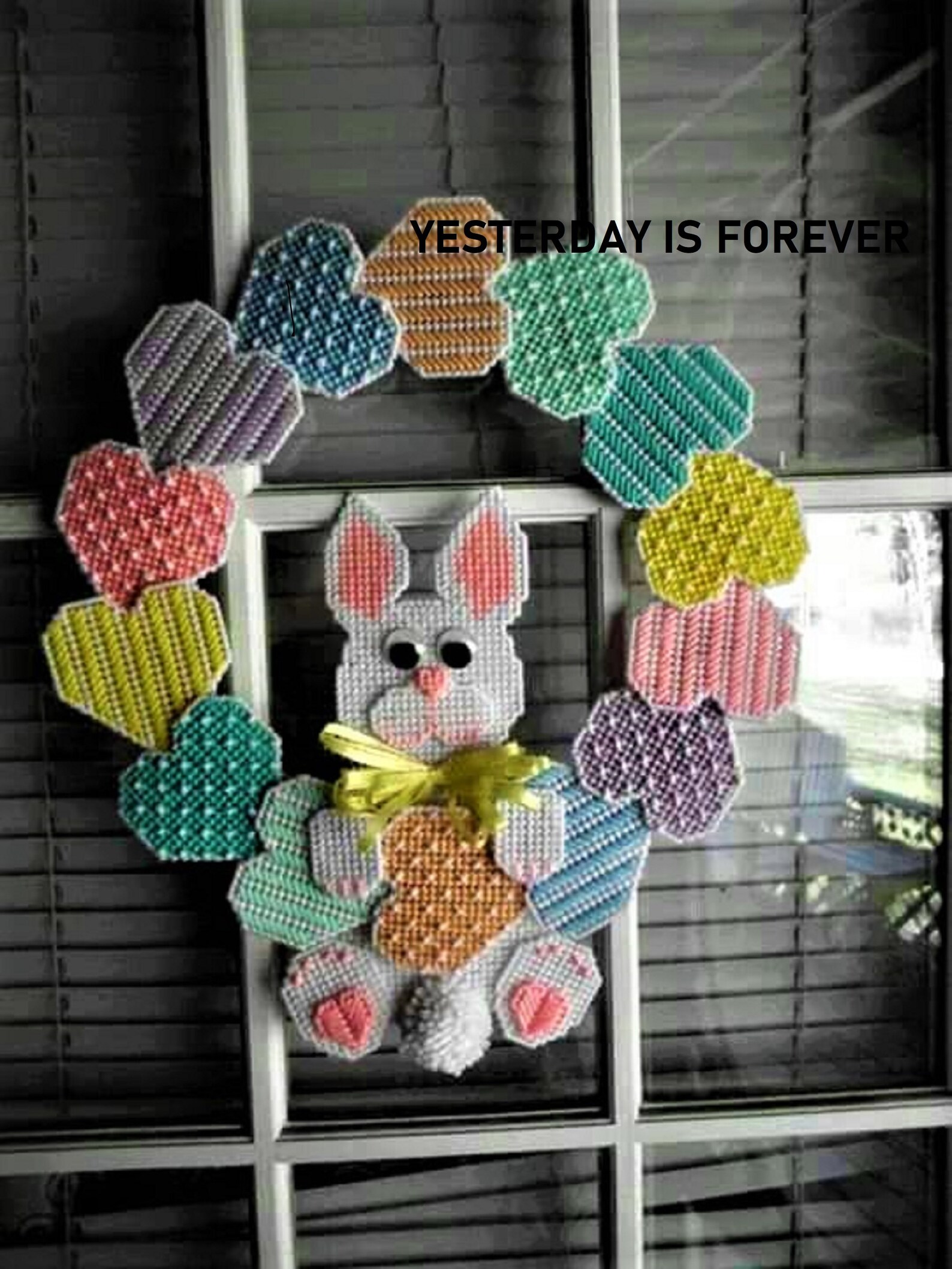 Plastic Canvas Pattern EASTER BUNNY HEART Wreath Instant - Etsy
