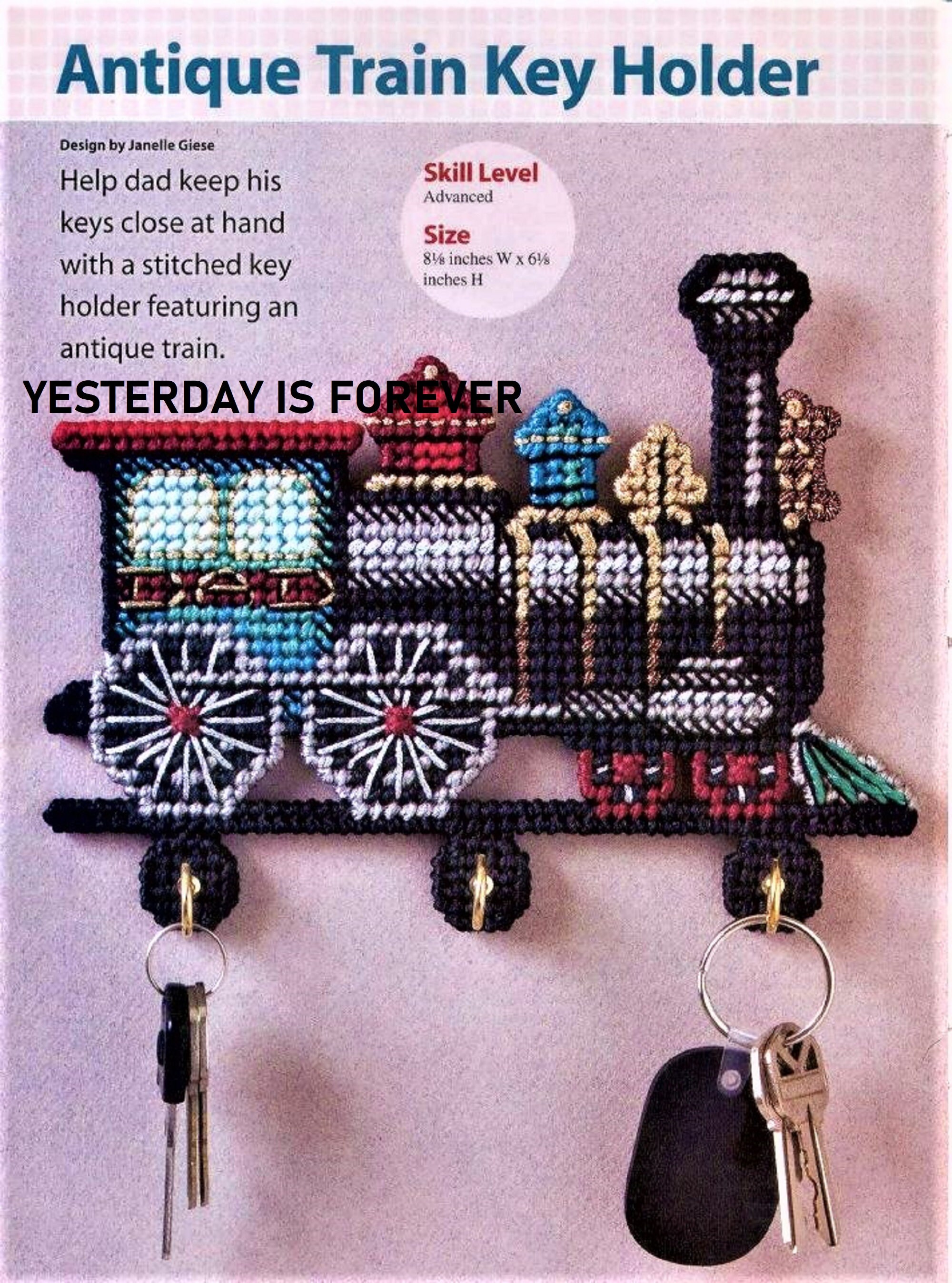 Plastic Canvas Pattern ANTIQUE TRAIN Key Holder Instant Digital ...