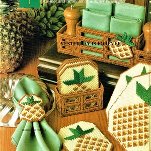 Plastic Canvas Pattern Amazing FARMHOUSE Country Kitchen PINEAPPLE SET ...