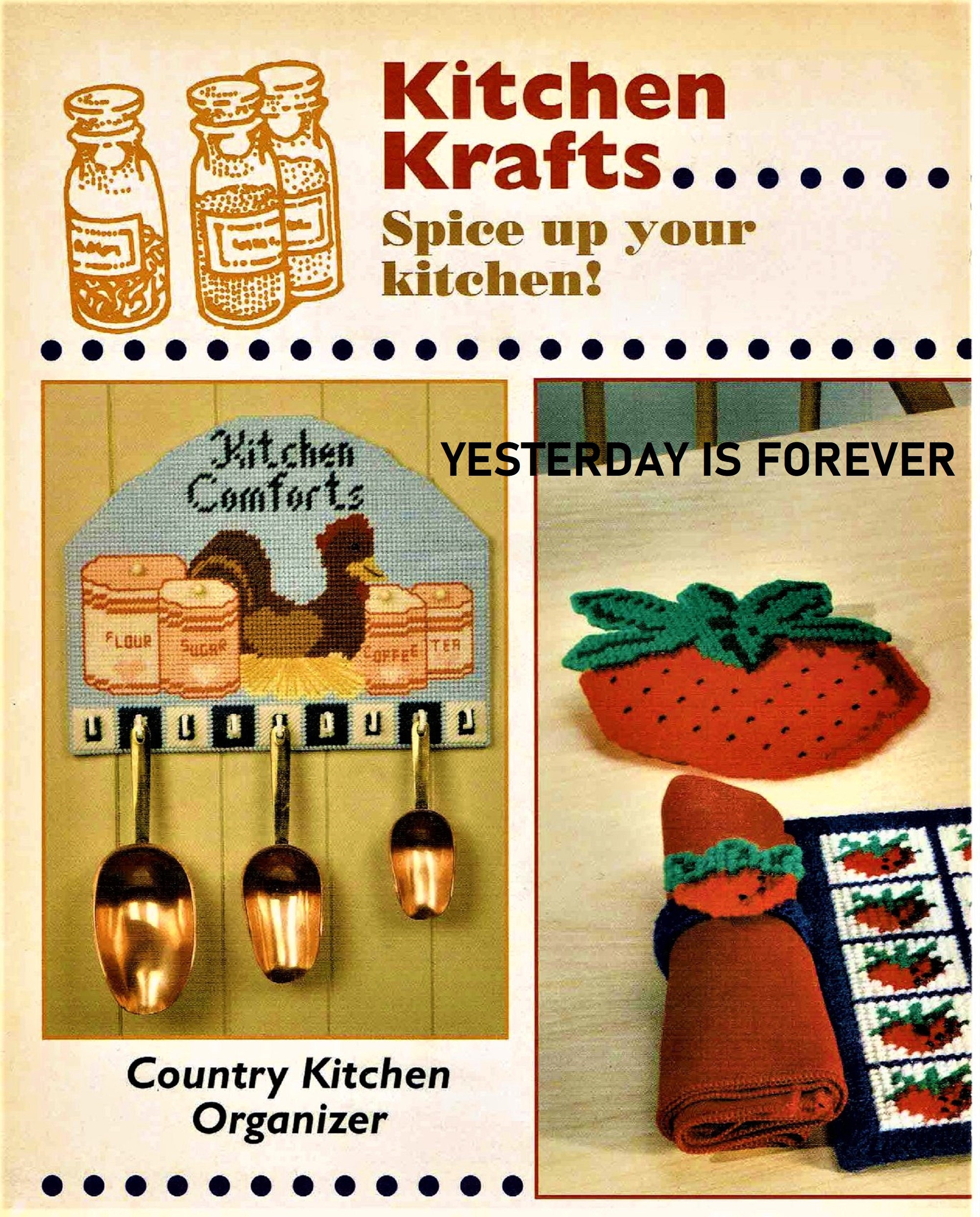 Plastic Canvas Pattern Farmhouse Kitchen STRAWBERRY KITCHEN Coasters ...