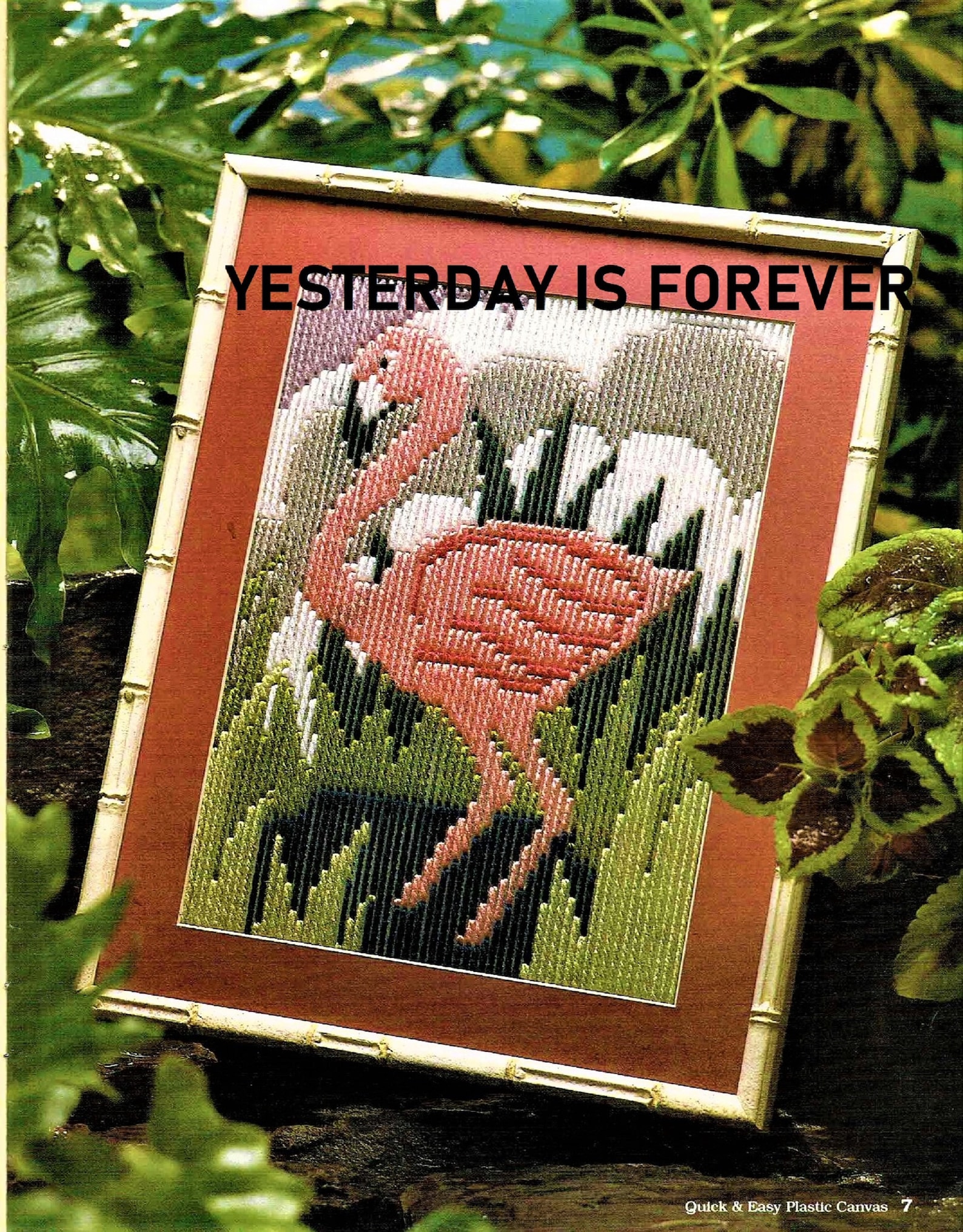 Plastic Canvas Pattern FLAMINGO Yarn Painting Portrait RARE Over 30 ...