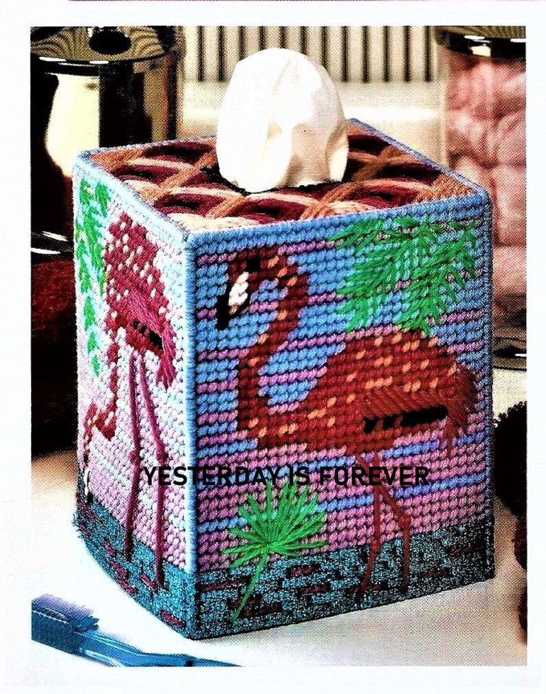 Plastic Canvas Pattern FLAMINGO Tissue Box Cover Instant - Etsy