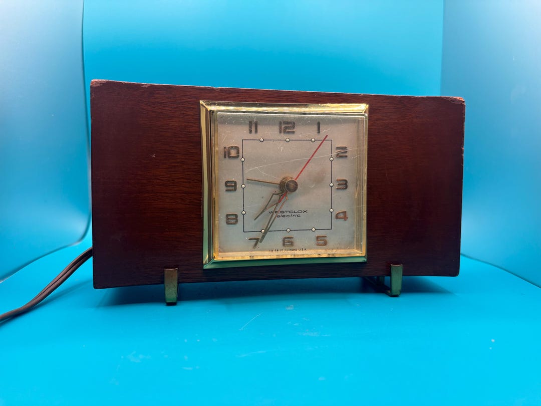 Westclox MCM Solid Mahogany Alarm Clock - Works! - Etsy