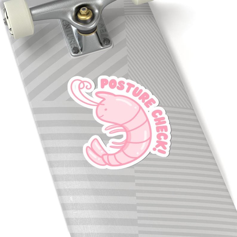 Kawaii Shrimp Posture Sticker: Funny Vinyl Decal for Laptops, Water ...