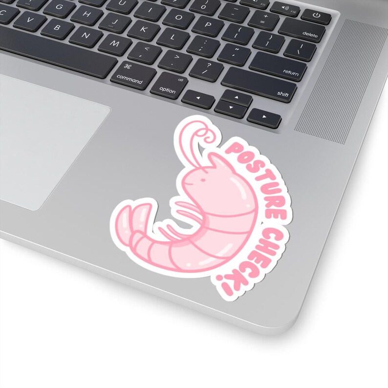 Kawaii Shrimp Posture Sticker: Funny Vinyl Decal for Laptops, Water ...