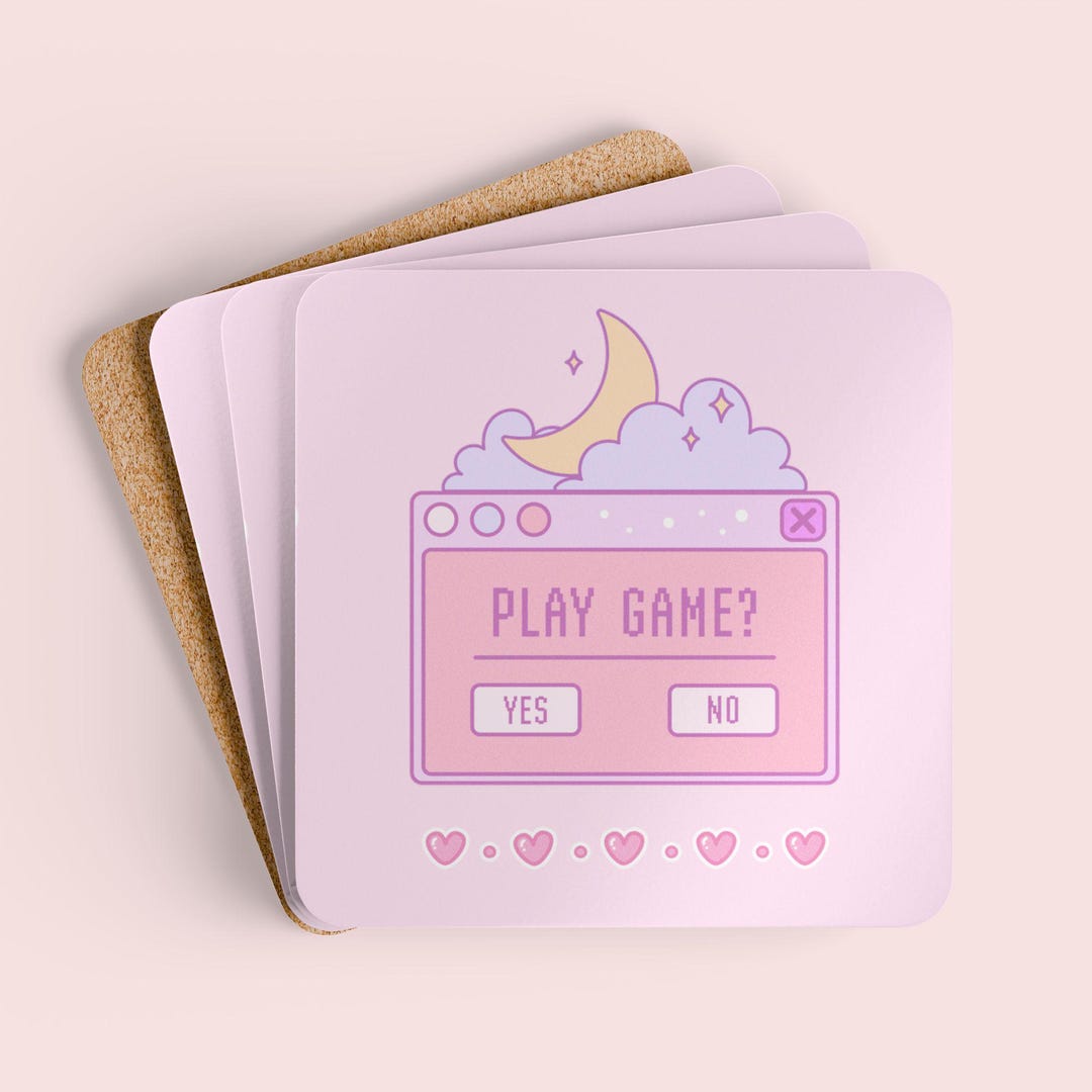 Retro Video Game Coaster Set: Pastel Y2K Gamer Decor - Etsy