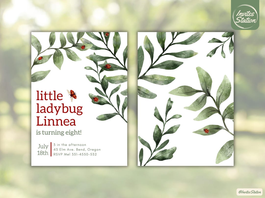Ladybug Birthday Invitation Template – Editable & Printable – Cute ...