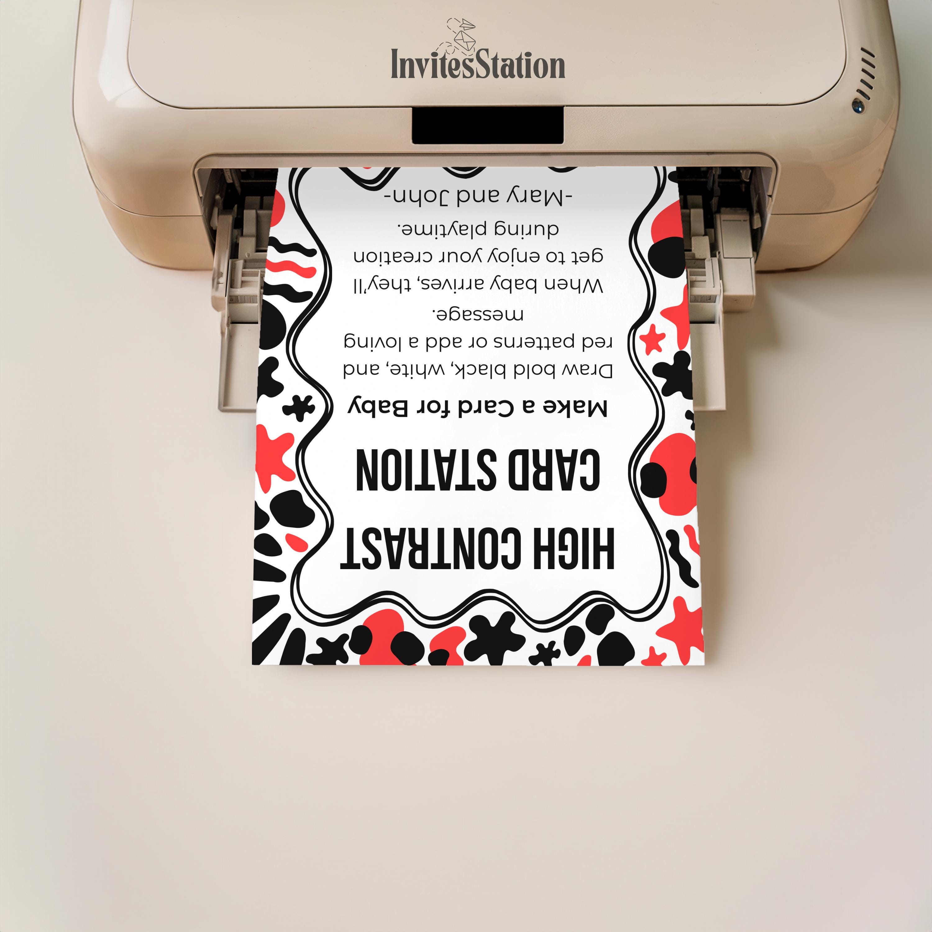 High Contrast Card Station Sign, Black and White Baby Shower Activity ...