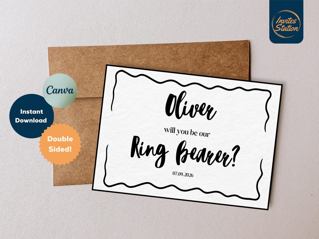 Ring Bearer Proposal Card Template | Editable Canva Will You Be Our ...