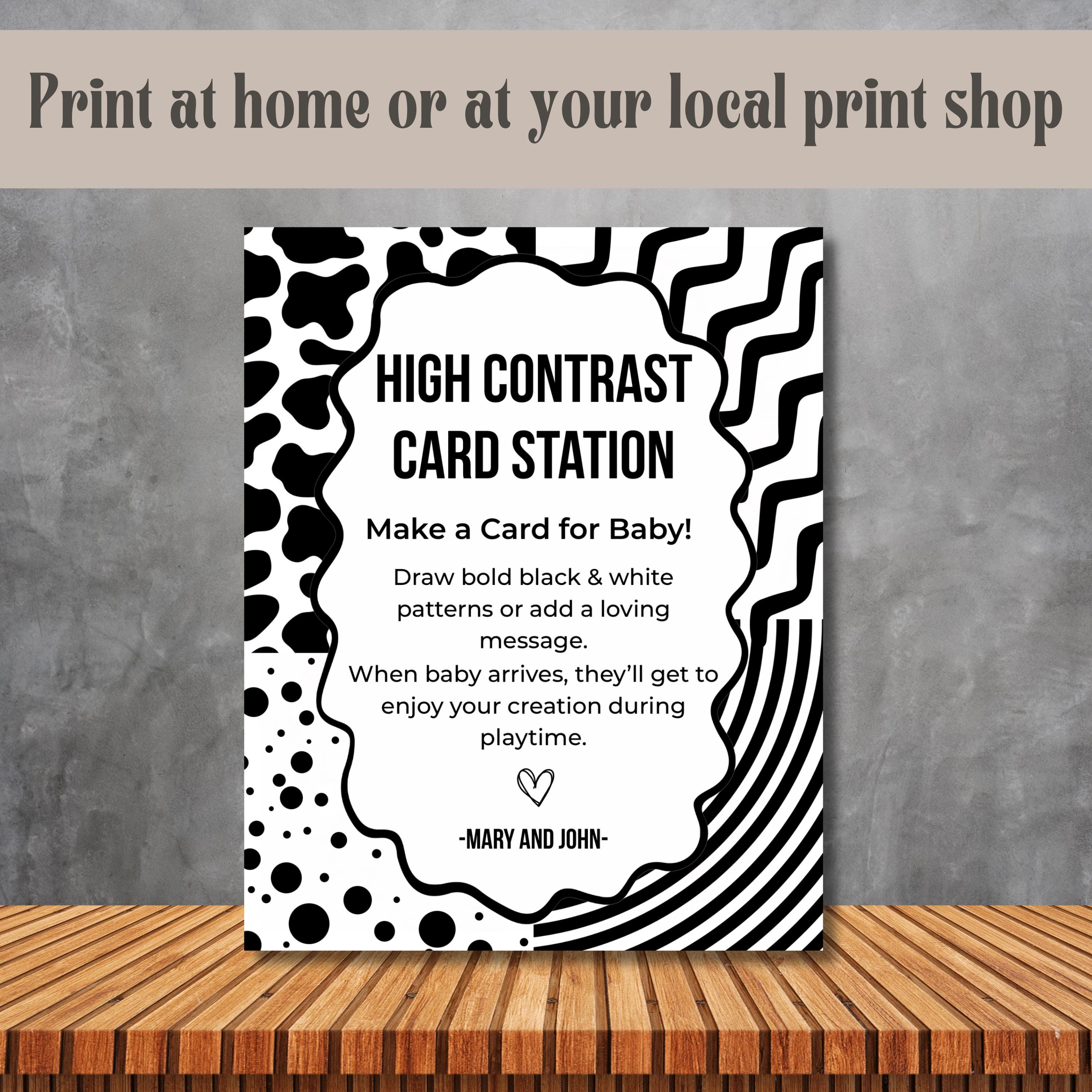 High Contrast Card Station Sign, Baby Shower Activity (printable) - Etsy