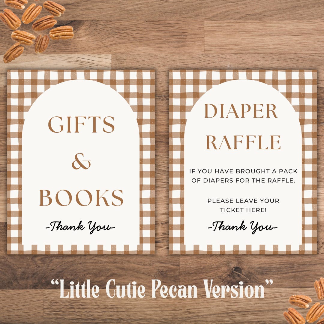 Cutie Pie Baby Shower Pecan Pie Signs, Books and Gifts Sign, Diaper ...