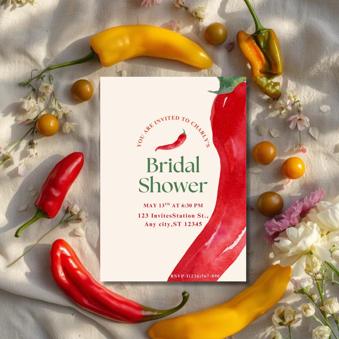 Chili Pepper Bridal Shower Invitation, Spicy Bride Shower Invite ...