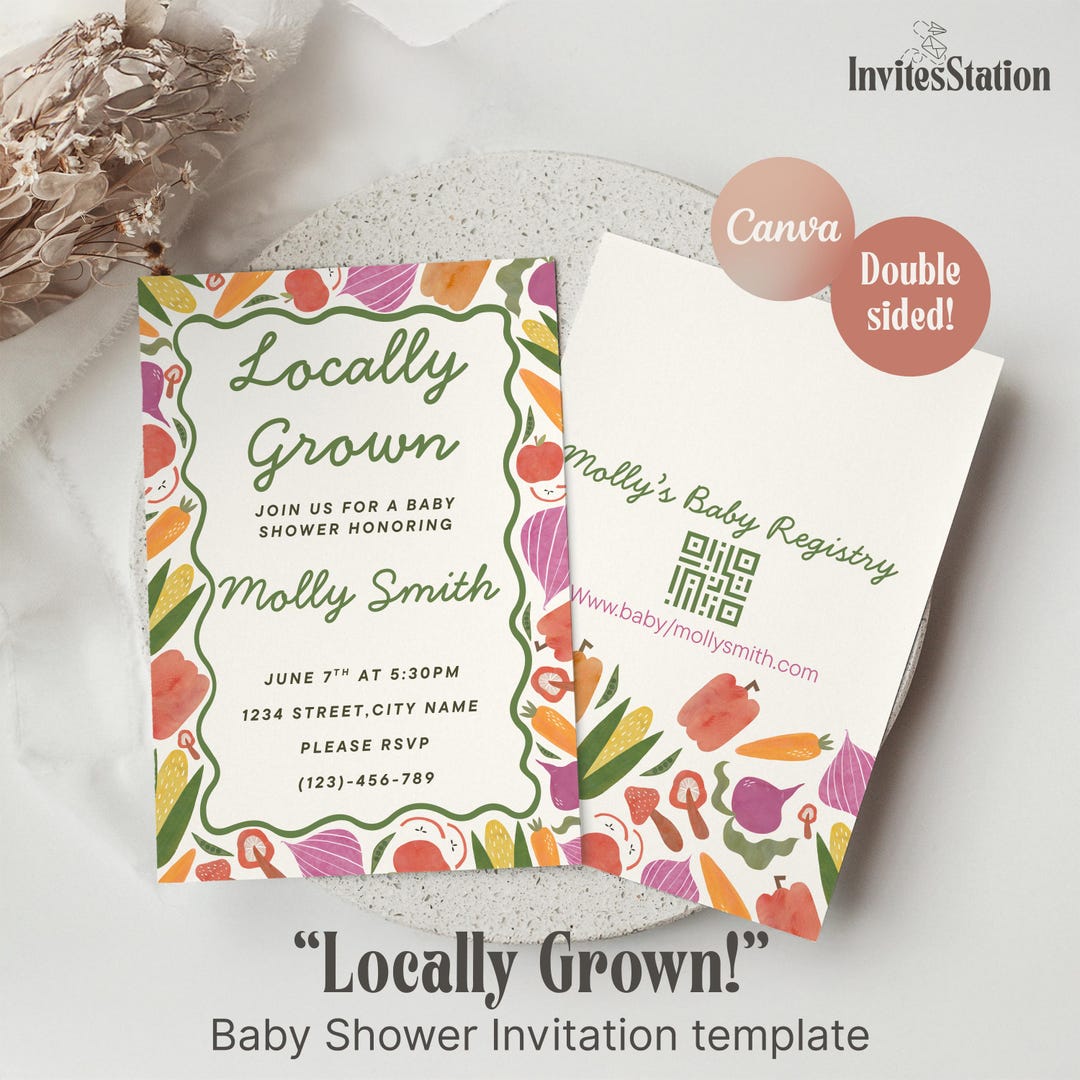 Locally Grown Baby Shower Invitation, Farmers Market Shower, Garden ...