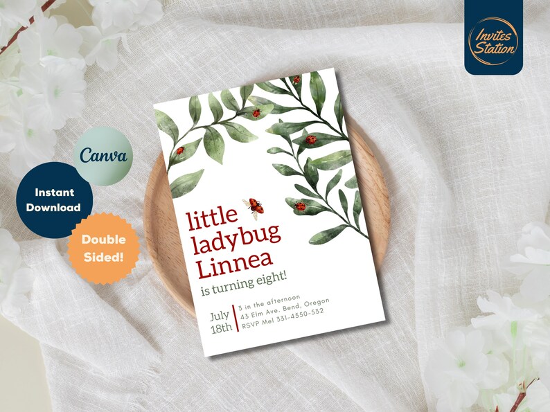 Ladybug Birthday Invitation | Editable Lovebug Party Invite | Instant ...