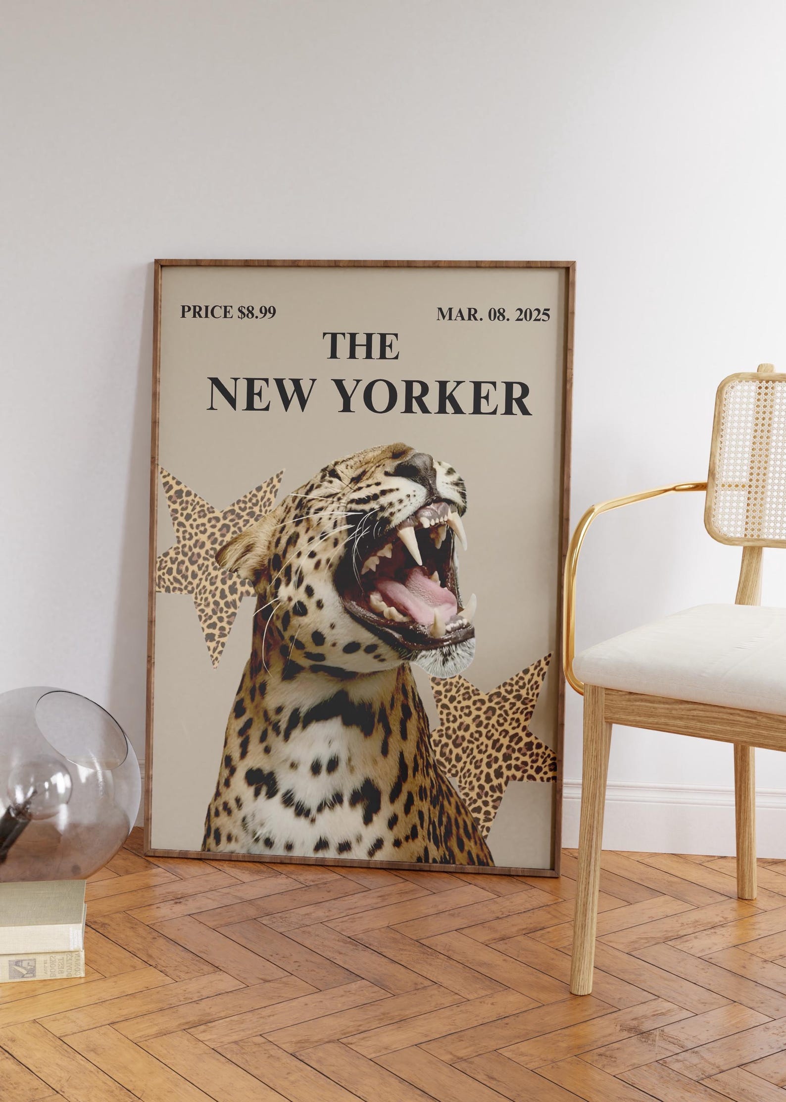 Cheetah New York Post Print With Stars – Luxury Cheetah Aesthetic Wall ...