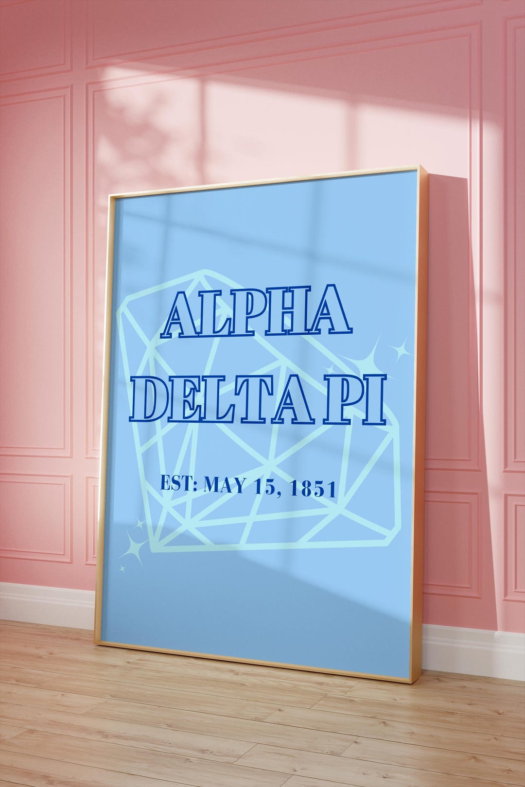 Alpha Delta Pi Sorority Poster in Blue With Diamond & Est. Date ...