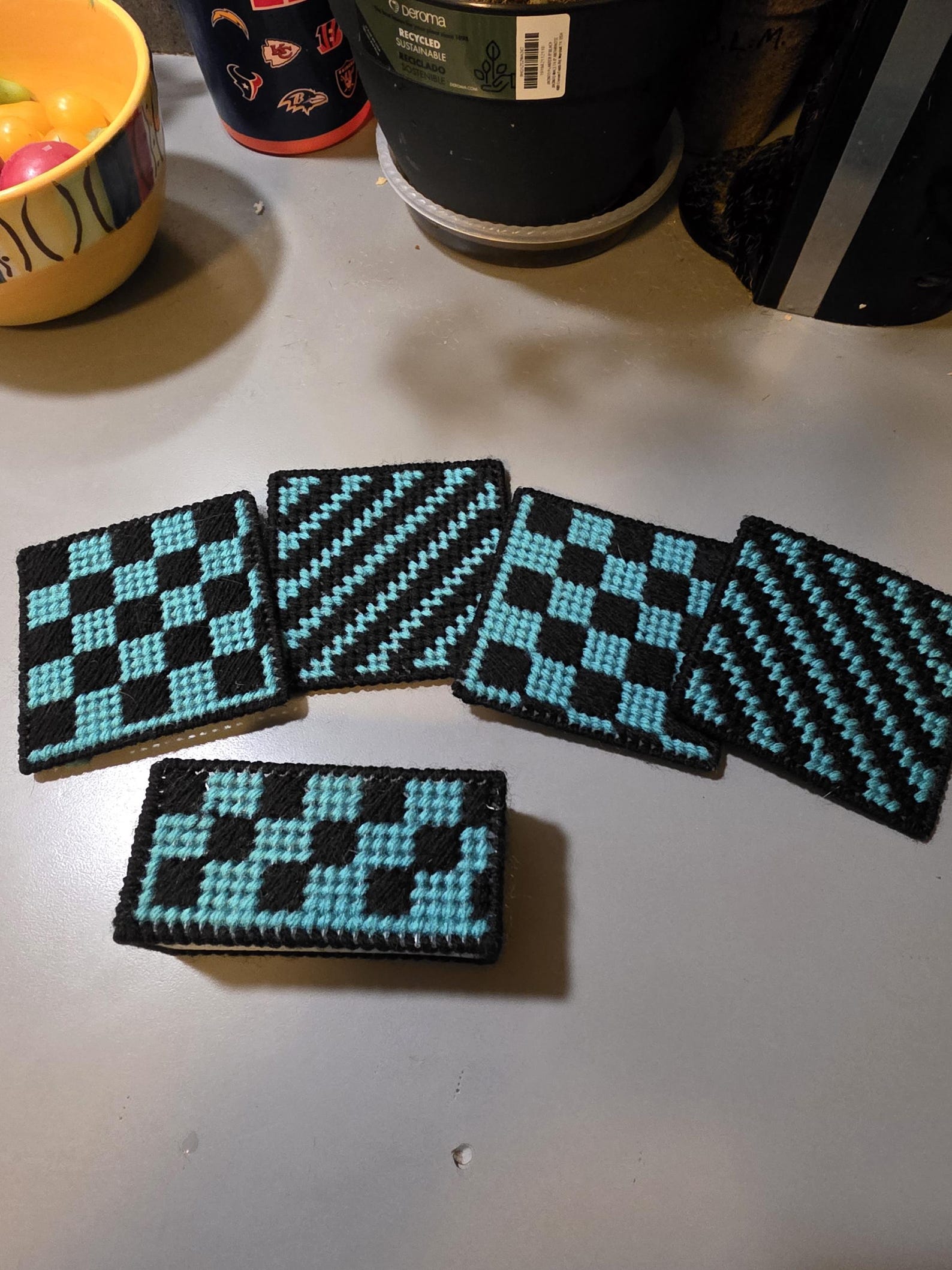 Checkerboard Plastic Canvas Coasters - Etsy