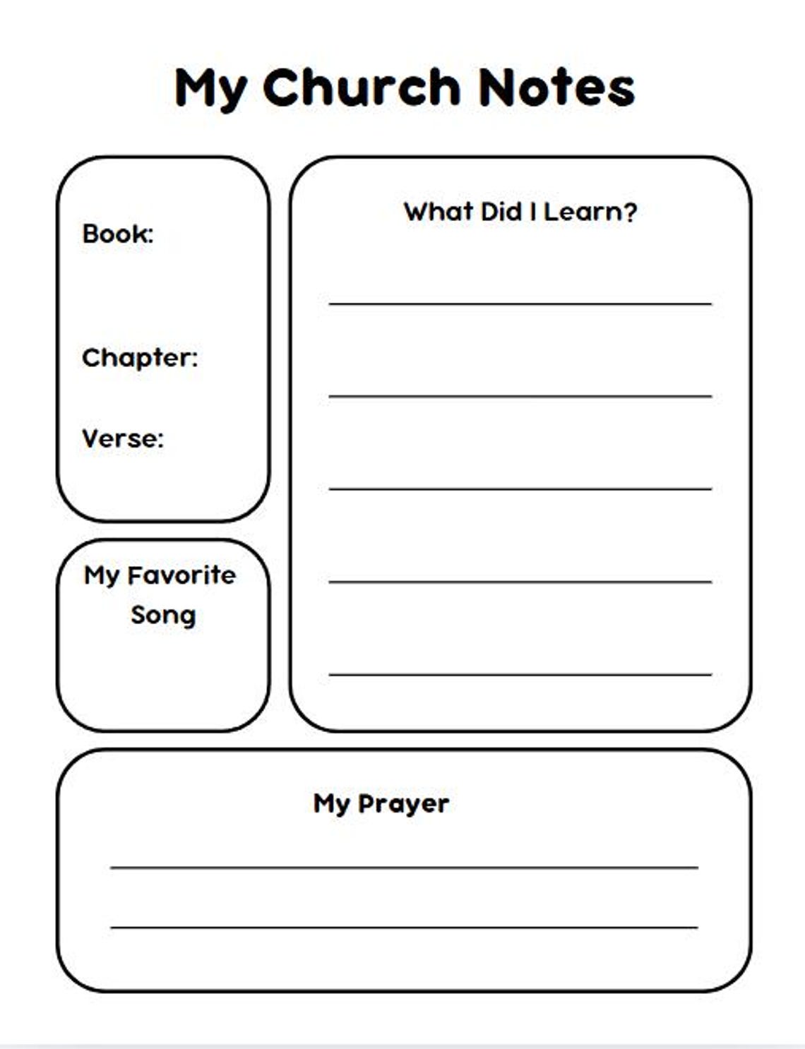 Kid's Church and Bible Notes Bundle (8 Great Templates!) Printable PDF ...