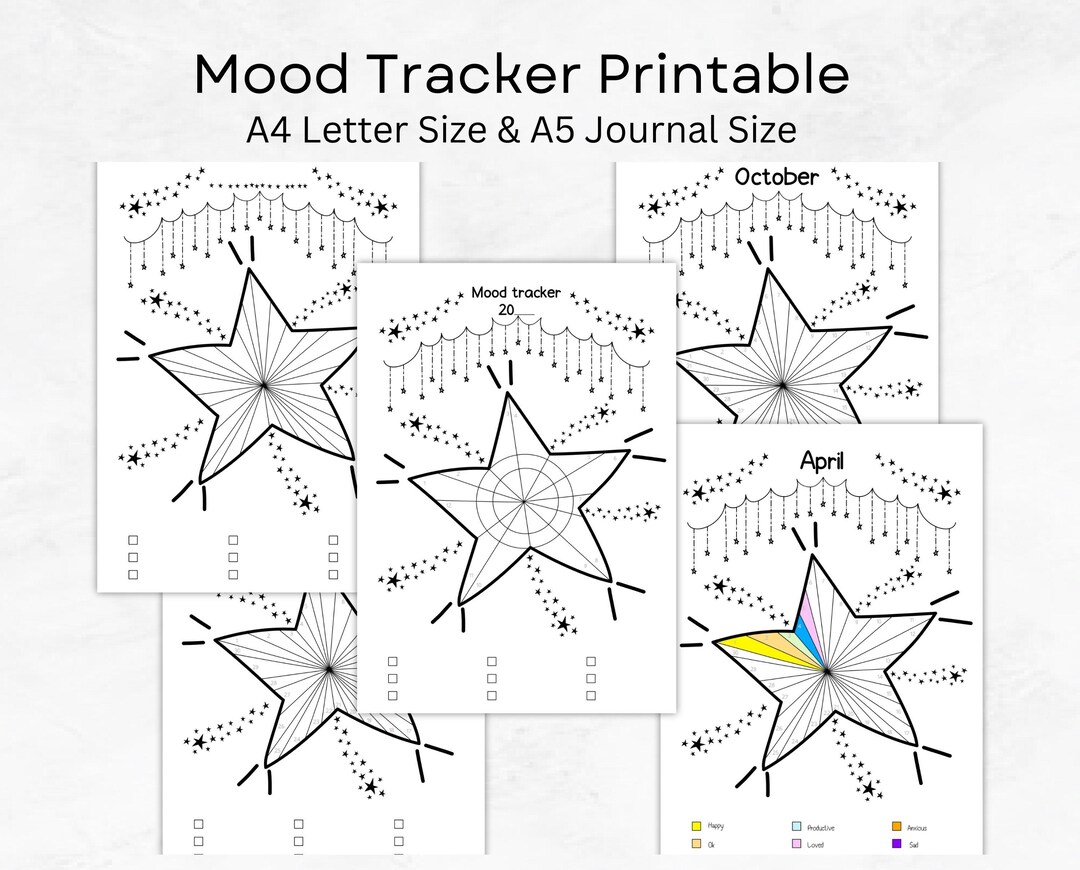 Star Mood Tracker, Printable Monthly Mood Tracker, Planner Page ...