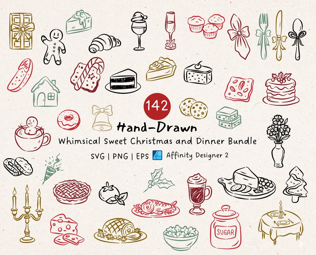 Christmas Sweet & Food SVG Bundle I Whimsical Festive Illustrations ...