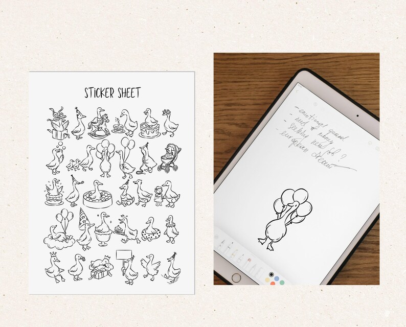 Hand Drawn Whimsical Silly Goose Baby Birthday Party SVG Bundle | Cute ...