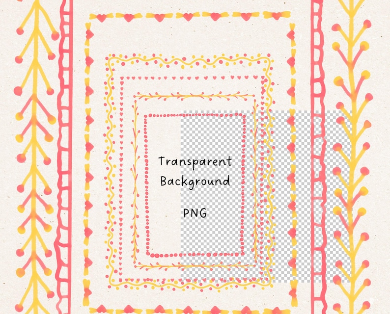 Whimsical Watercolor Borders PNG | Hand Drawn Sweet Frame Clipart ...