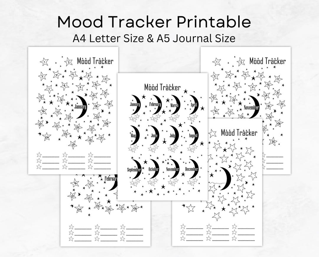 Star Mood Tracker, Printable Monthly Mood Tracker, Planner Page ...