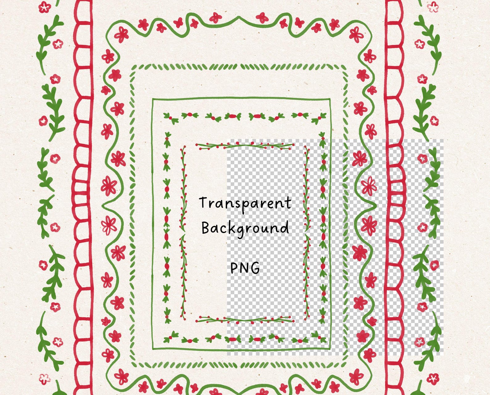 Whimsical Watercolor Borders PNG | Hand-drawn Holiday Frames, Christmas ...