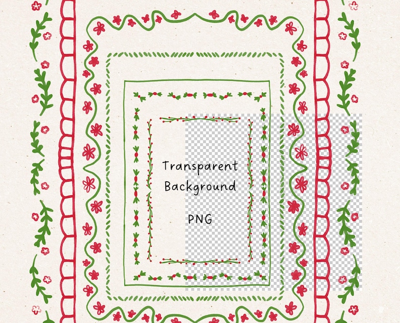 Whimsical Watercolor Borders PNG | Hand-drawn Holiday Frames, Christmas ...