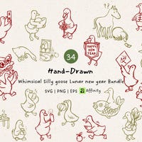 January Clipart, Chinese New Year Digital Stamps, Lunar New Year ...